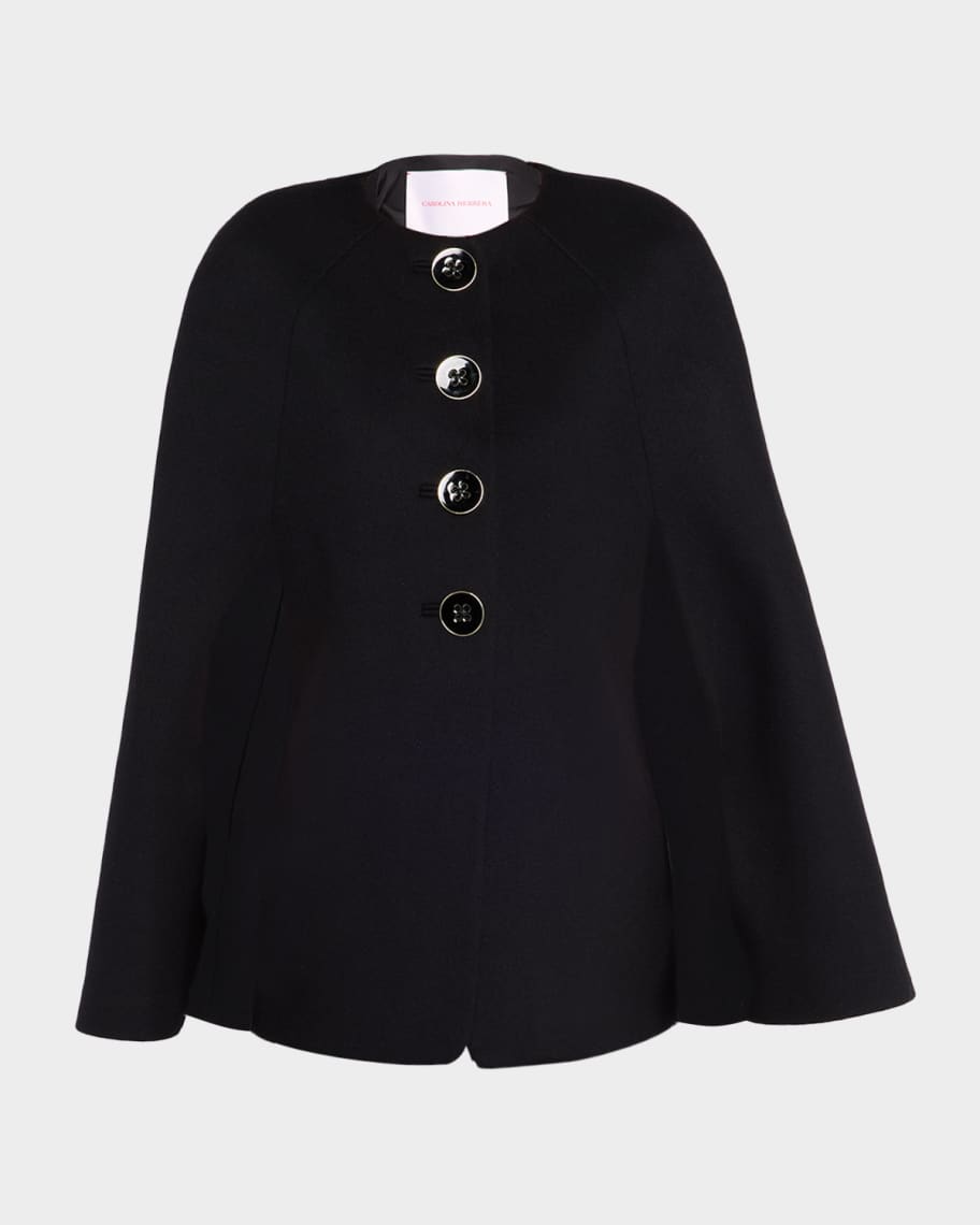 Carolina Herrera Button-Front Wool Cape | Neiman Marcus