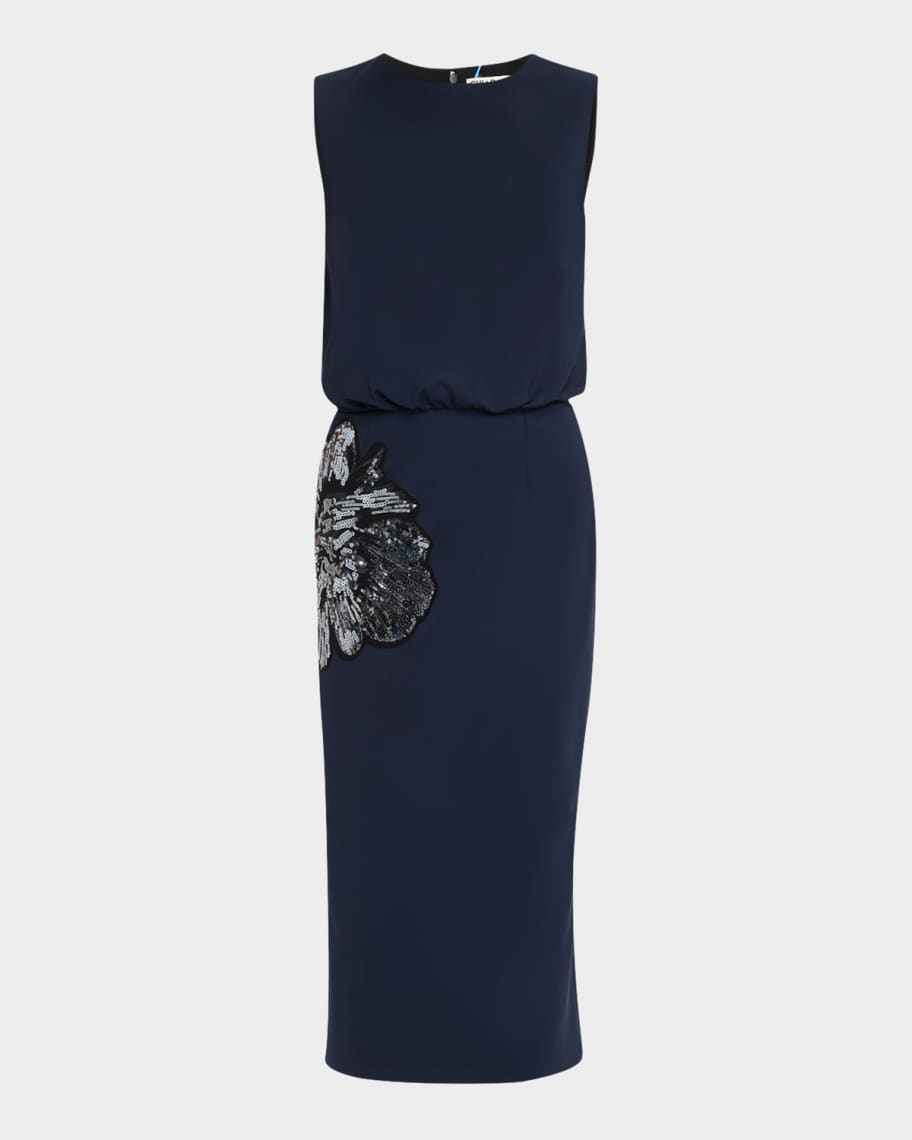 Chiara Boni La Petite Robe Myla Sequin Floral Applique Midi Dress ...