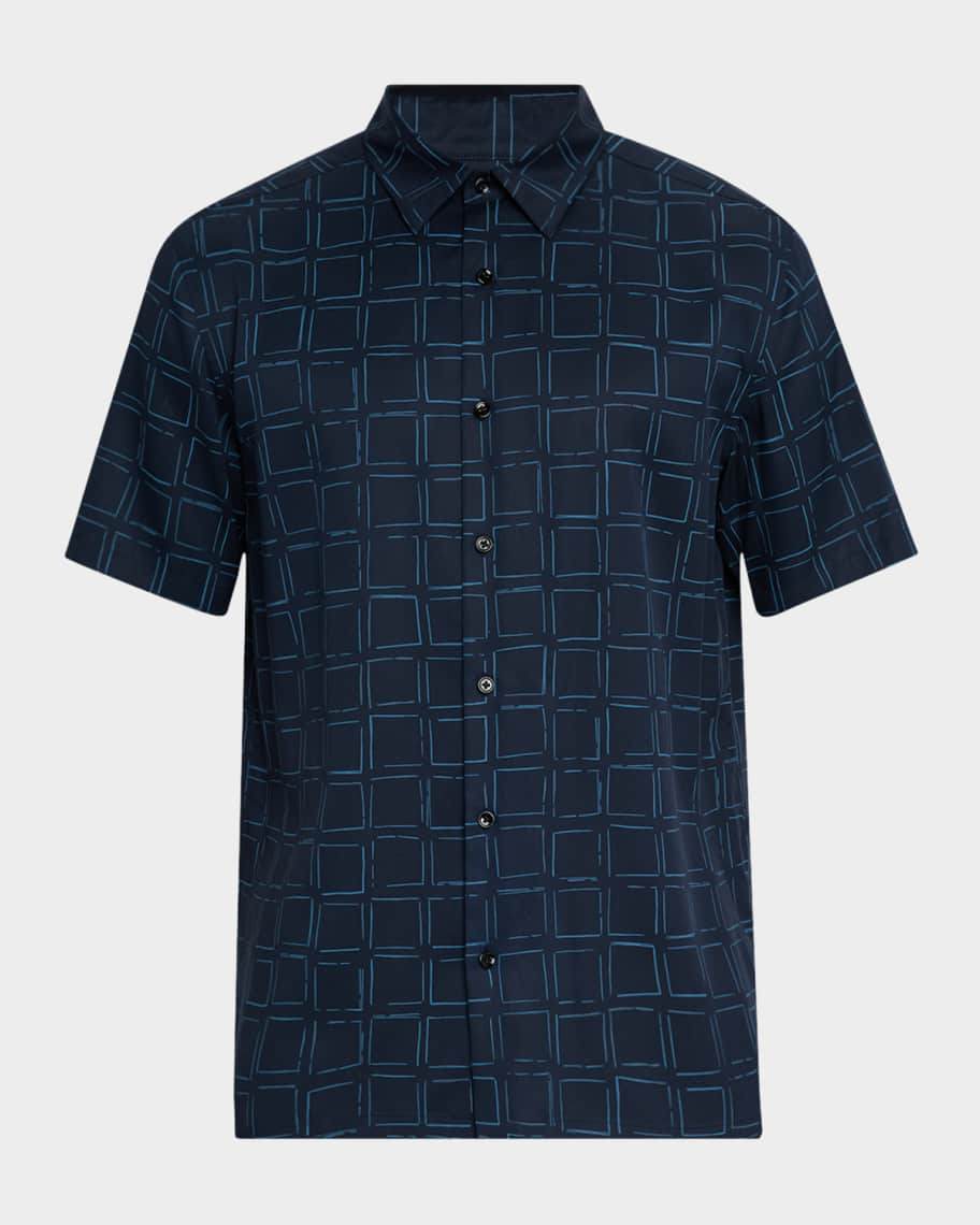 Theory Men's Irving Grid Lyocell Sport Shirt | Neiman Marcus