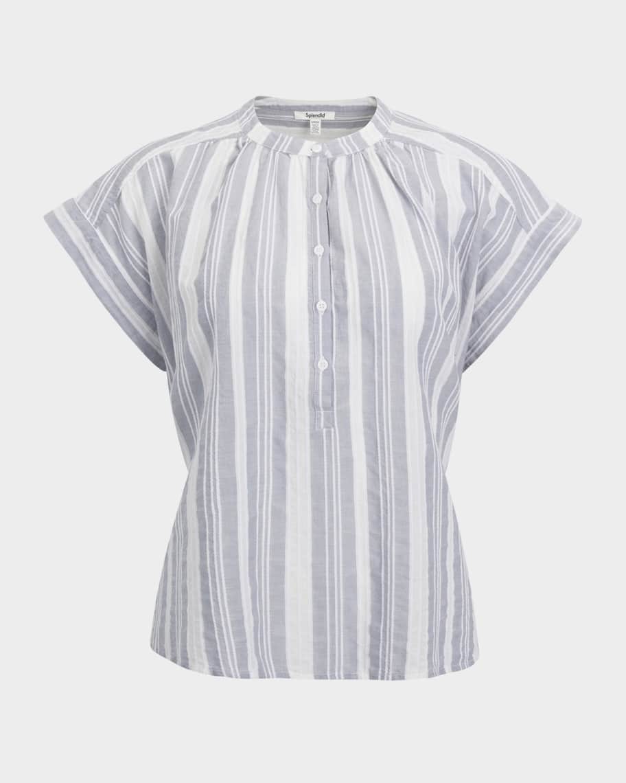 Splendid Raegan Striped Linen-Blend Blouse | Neiman Marcus
