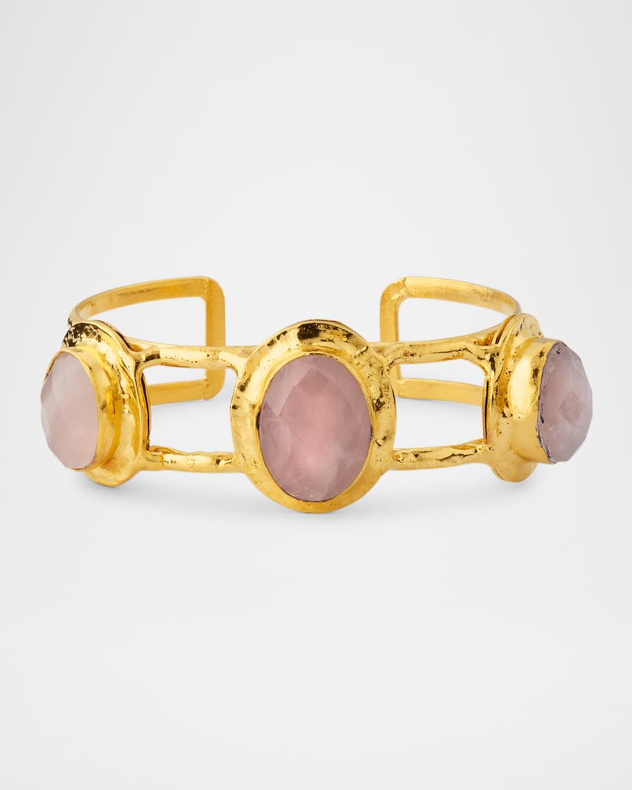 Devon Leigh Rose Quartz Open Cuff Bracelet | Neiman Marcus