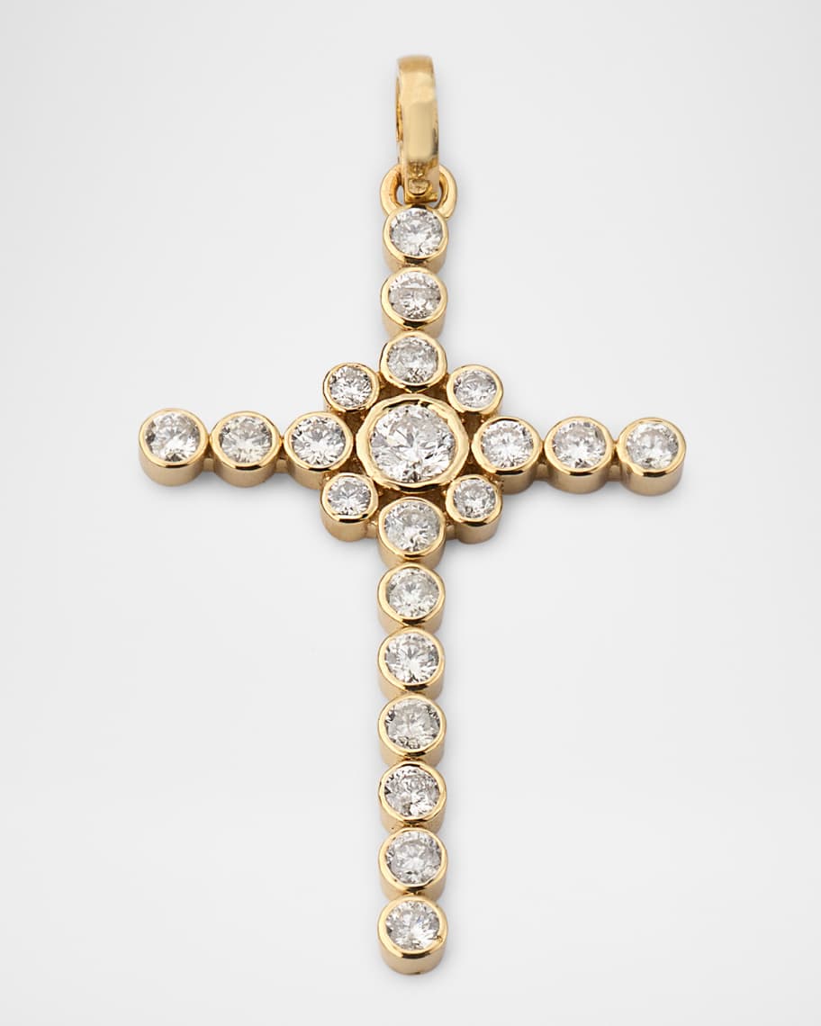 Siena Jewelry 14K Yellow Gold Diamond Bezel Cross Charm | Neiman Marcus