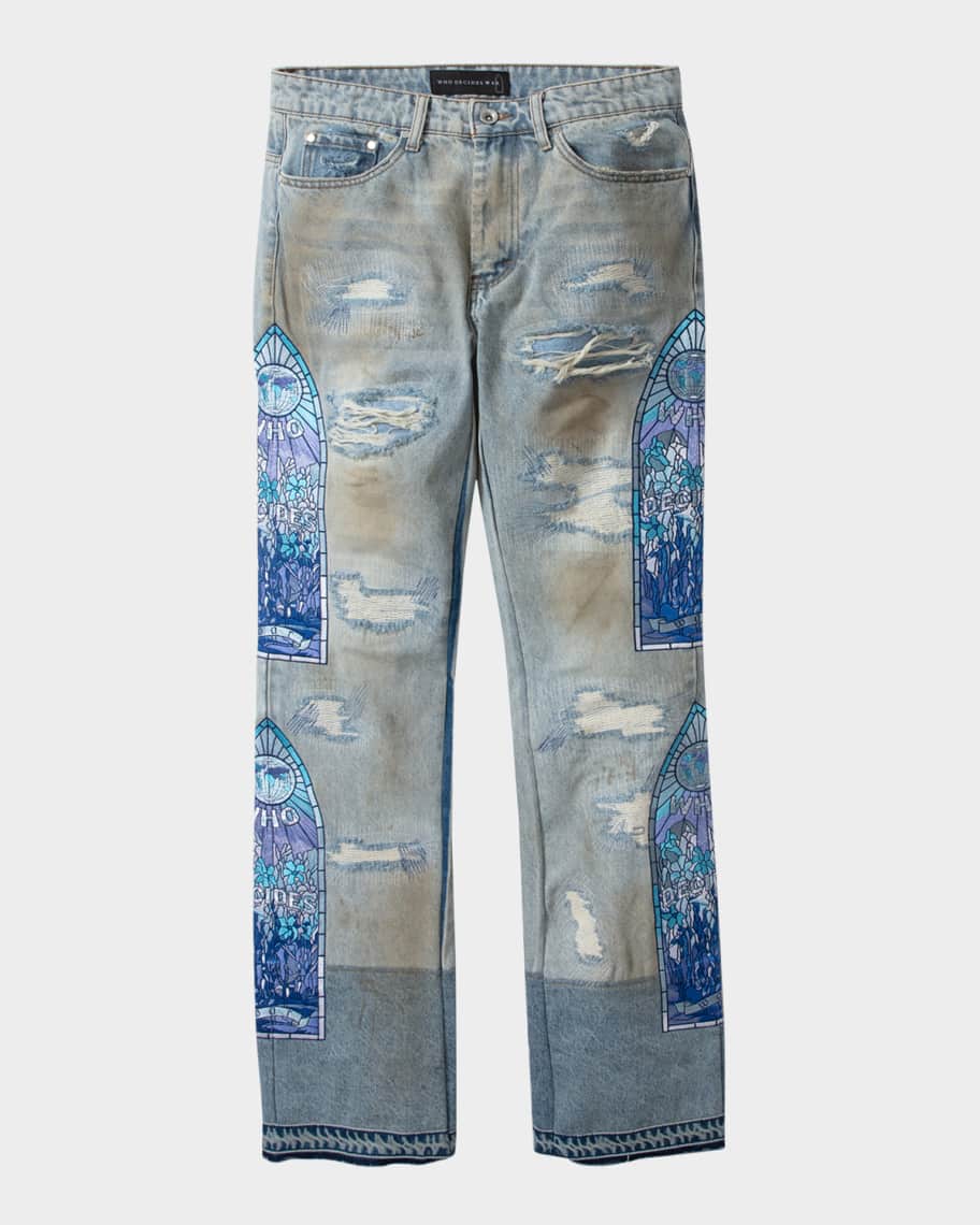 WHO DECIDES WAR Men's Winter Mechanic Distressed Jeans | Neiman Marcus