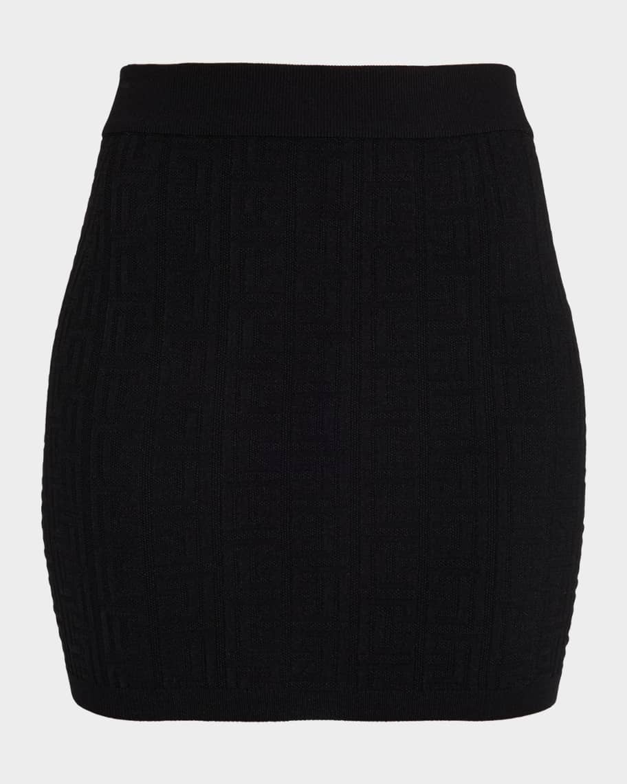 Balmain Monogram Knit Mini Pencil Skirt | Neiman Marcus