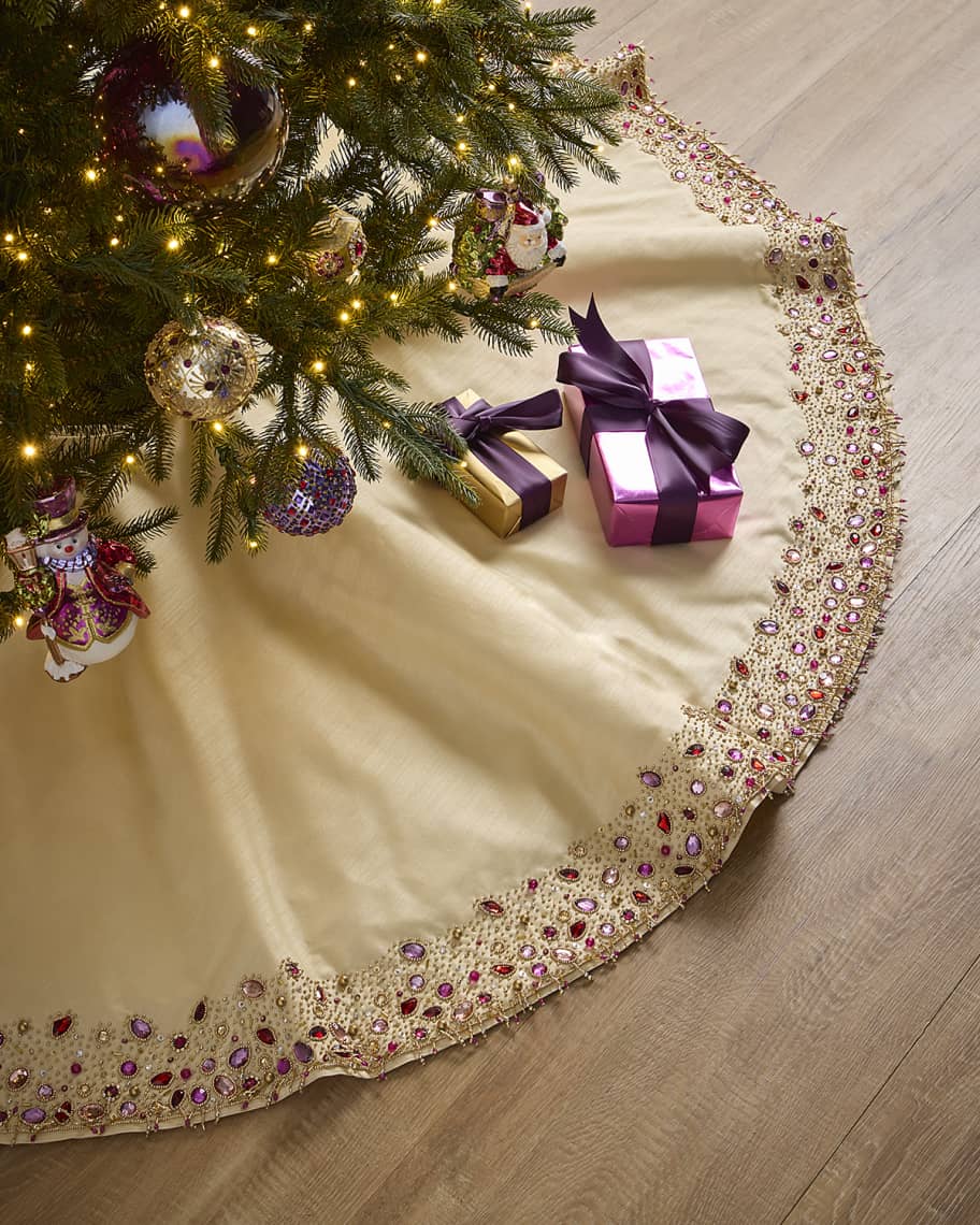 Kim Seybert Aurelia Beaded Christmas Tree Skirt | Neiman Marcus