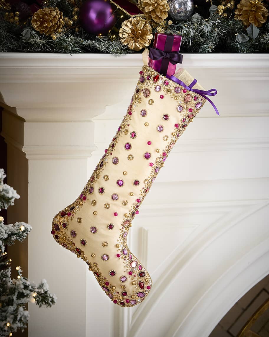 Kim Seybert Aurelia Beaded Christmas Stocking | Neiman Marcus