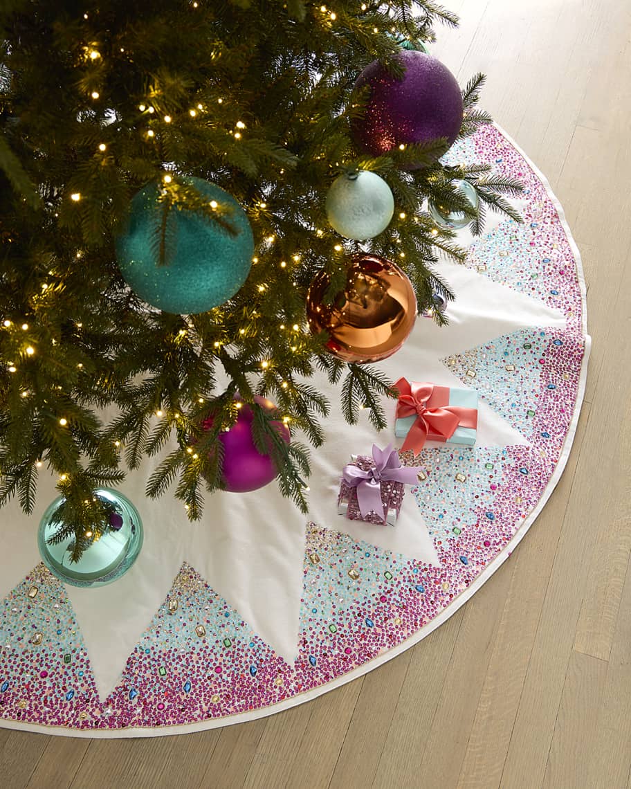 Kim Seybert Hand-Beaded Enchanted Christmas Tree Skirt, 64" | Neiman Marcus