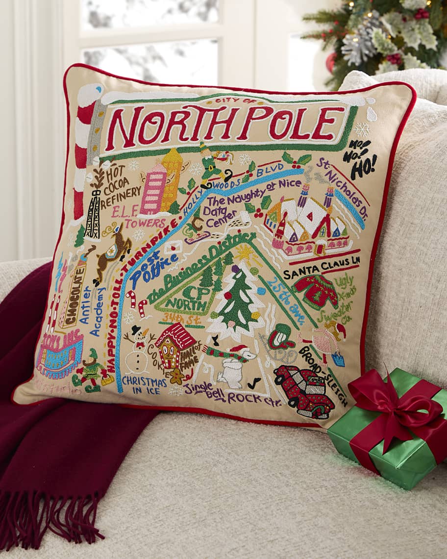 Catstudio North Pole City Hand-Embroidered Pillow, 20" Square | Neiman ...