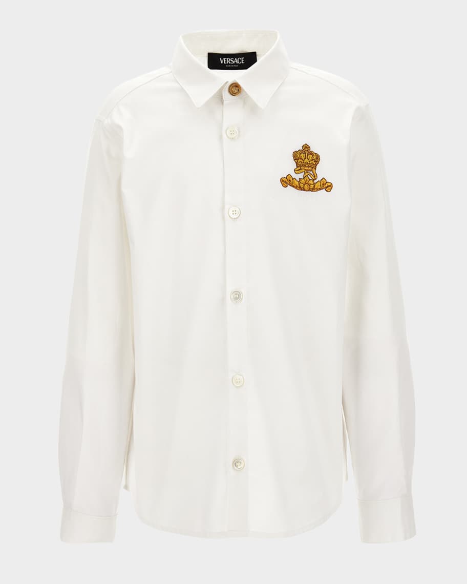 Versace Boy's Polo Piquet - Greca Outline Medusa Embroidery, Size 6-14 ...