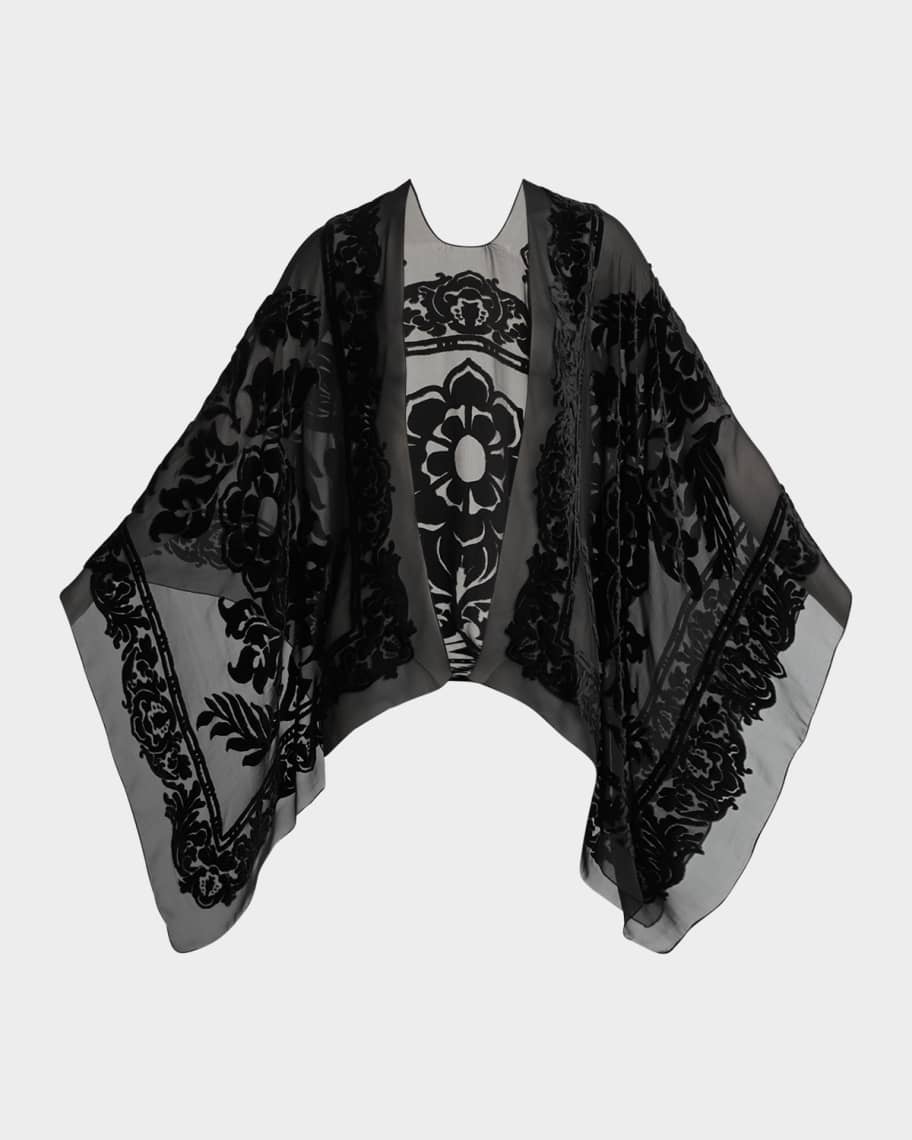 Etro Floral Velvet Sheer Cape | Neiman Marcus