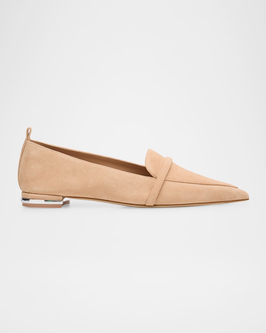 Malone Souliers Dora Suede Pointed-Toe Loafers | Neiman Marcus