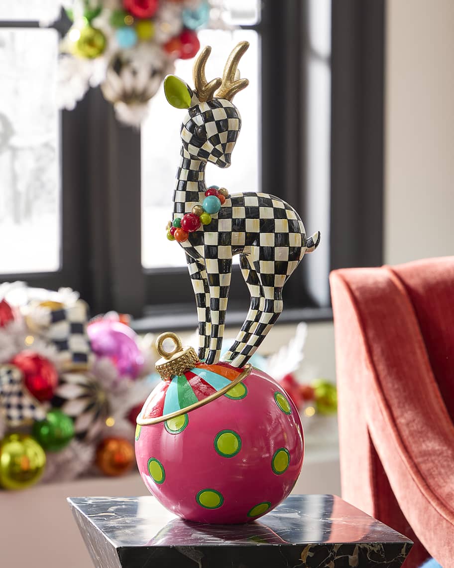 MacKenzie-Childs Confetti Christmas Deary Deer on Ornament | Neiman Marcus