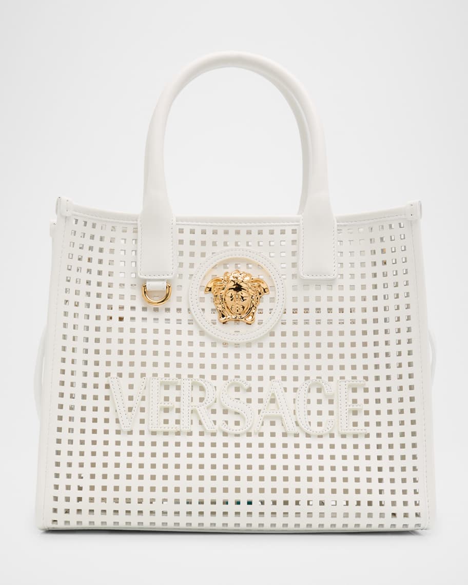 Versace La Medusa Small Cutout Leather Tote Bag | Neiman Marcus