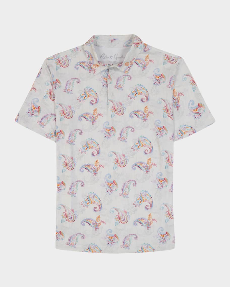 Robert Graham Men's Keltz Paisley Stretch Knit Polo Shirt | Neiman Marcus
