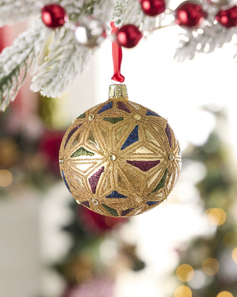 Neiman Marcus Golden Glow Diamond Glass Christmas Ornament | Neiman Marcus