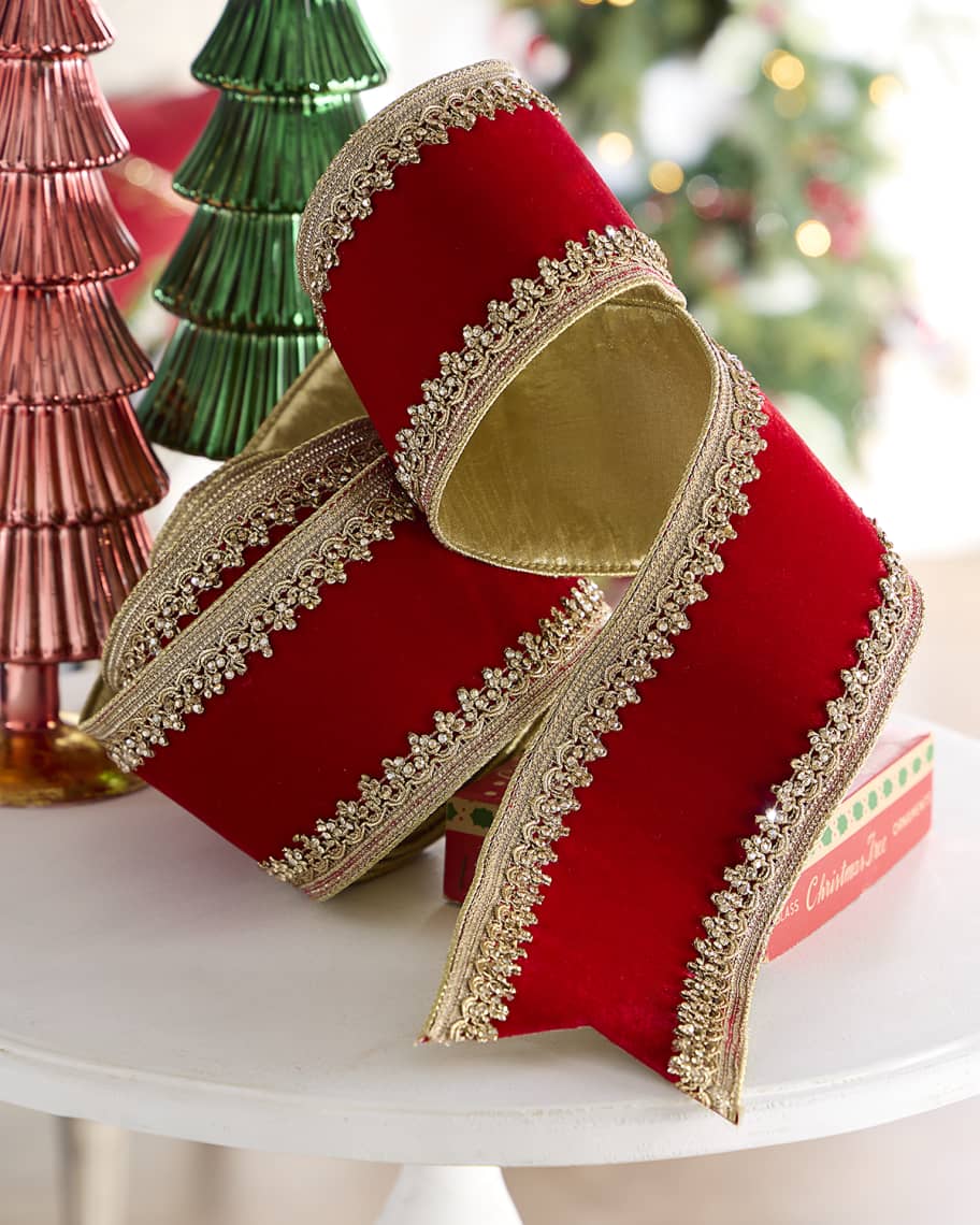 D. Stevens Jewel Countess Trimmed Velvet Ribbon, 4"W x 5 Yards | Neiman ...