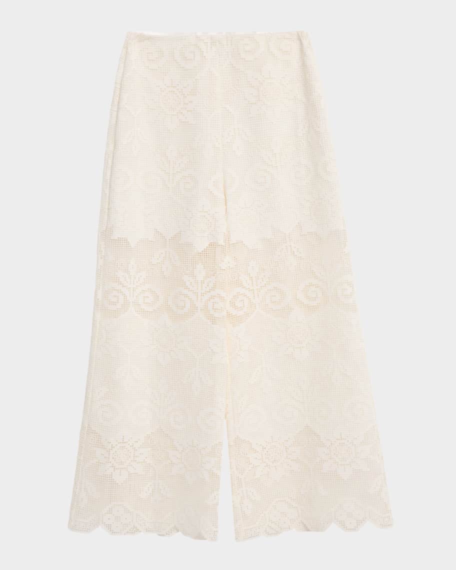 Kobi Halperin Gina Wide-Leg Geometric Floral Lace Pants | Neiman Marcus