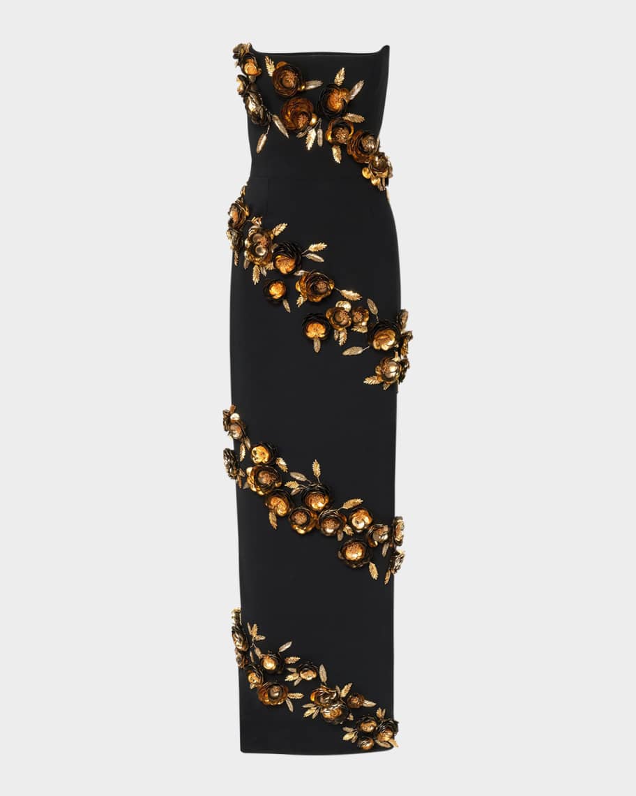 Carolina Herrera 3D Floral Embellished Strapless Column Gown | Neiman ...