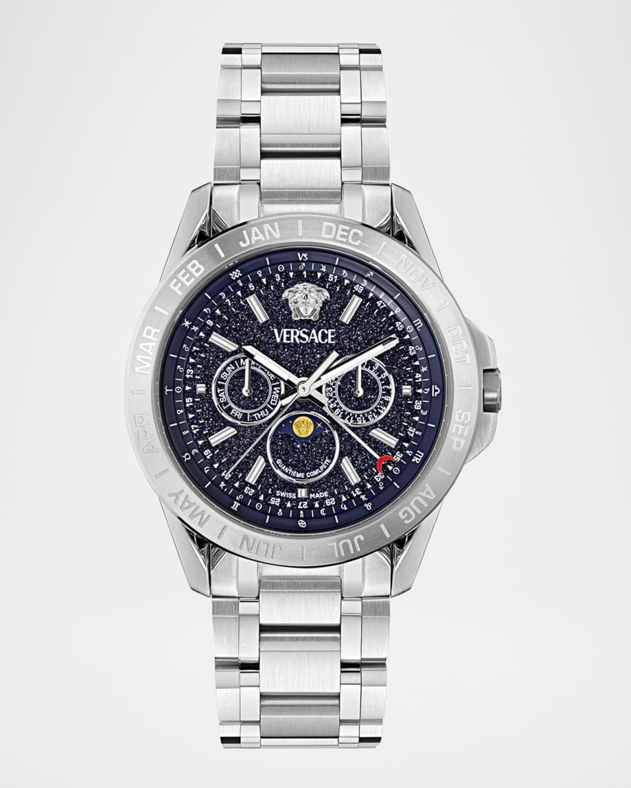 Versace V-Galaxy Moonphase 43MM Stainless Steel Bracelet Watch | Neiman ...