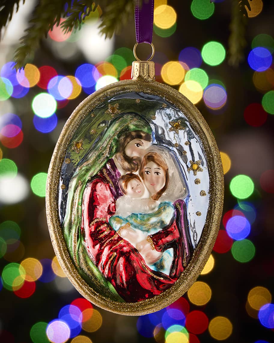 Neiman Marcus Medallion with The Holy Family Ornament | Neiman Marcus