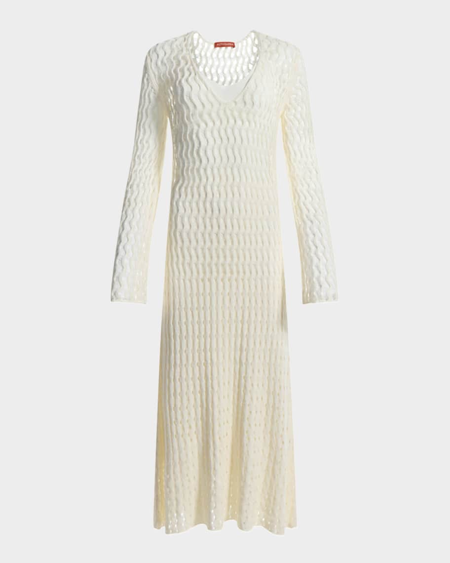 Altuzarra Jemmy Open Knit Long-Sleeve Midi Dress | Neiman Marcus