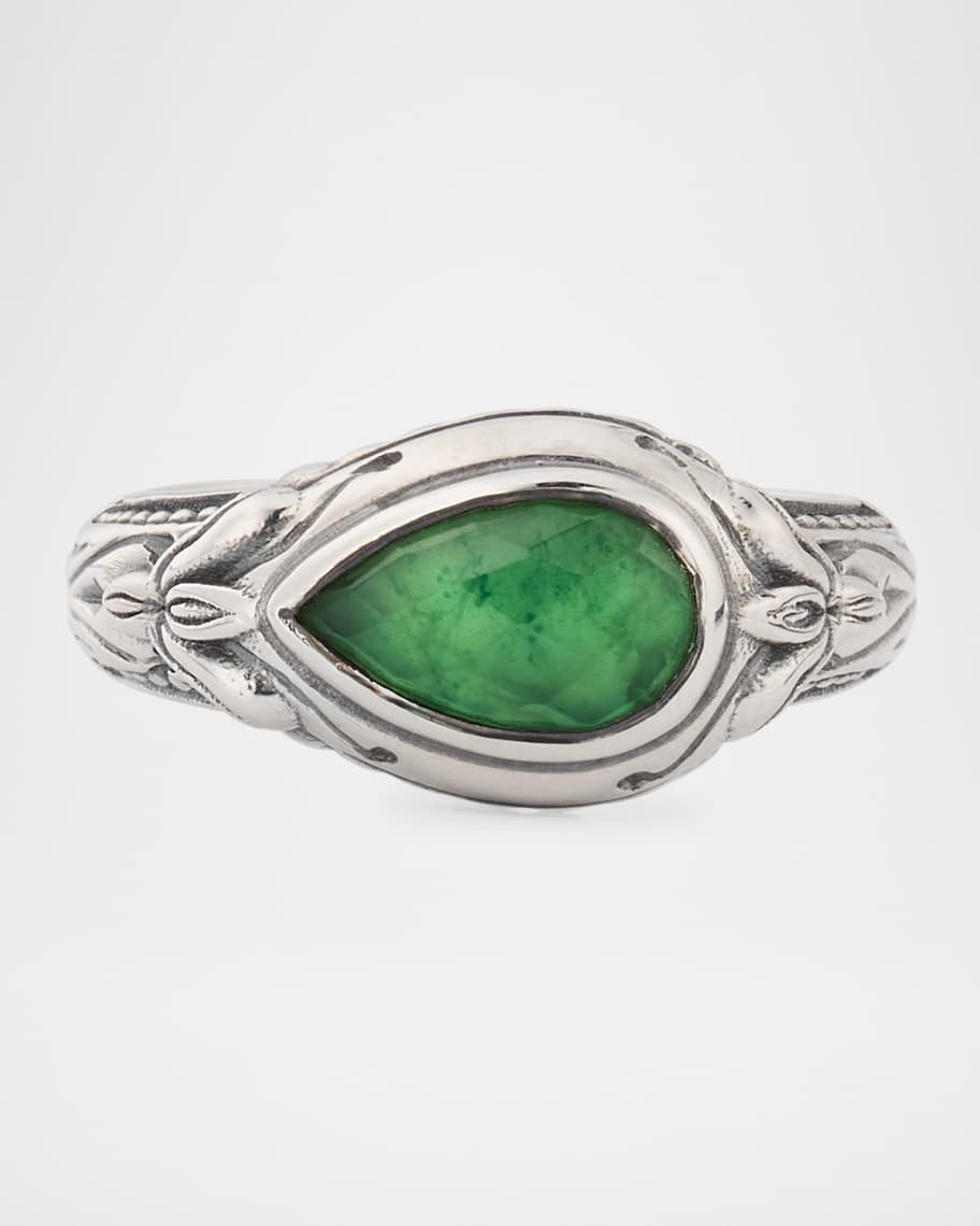 Konstantino Ivy Rock Crystal, Aventurine and MOP Triplet Statement Ring ...