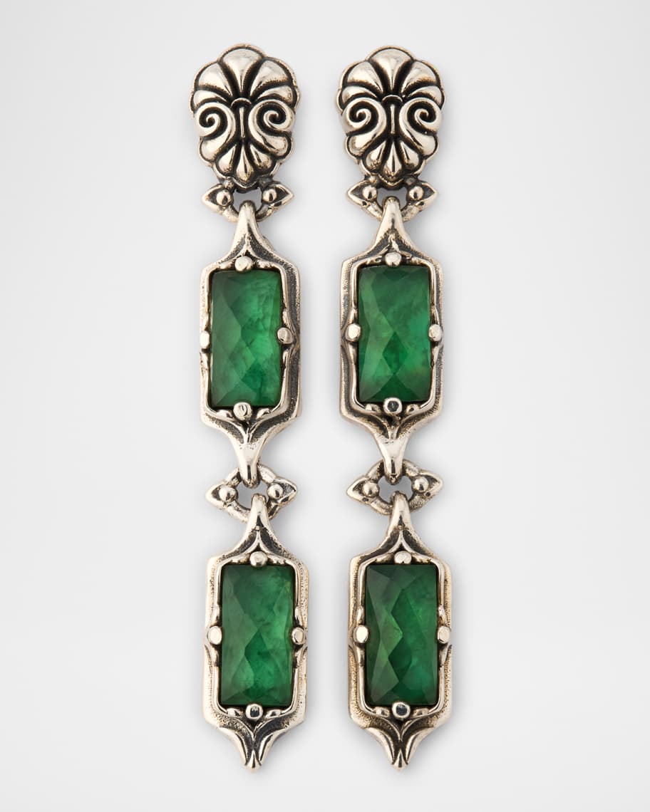 Konstantino Ivy Rock Crystal, Aventurine and MOP Triplet Earrings ...