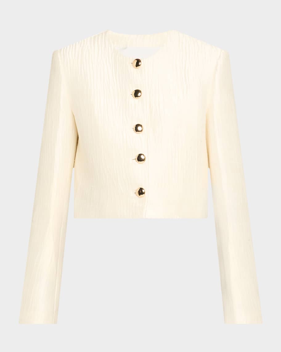 Brandon Maxwell The Ryder Crewneck Single-Breasted Jacket | Neiman Marcus