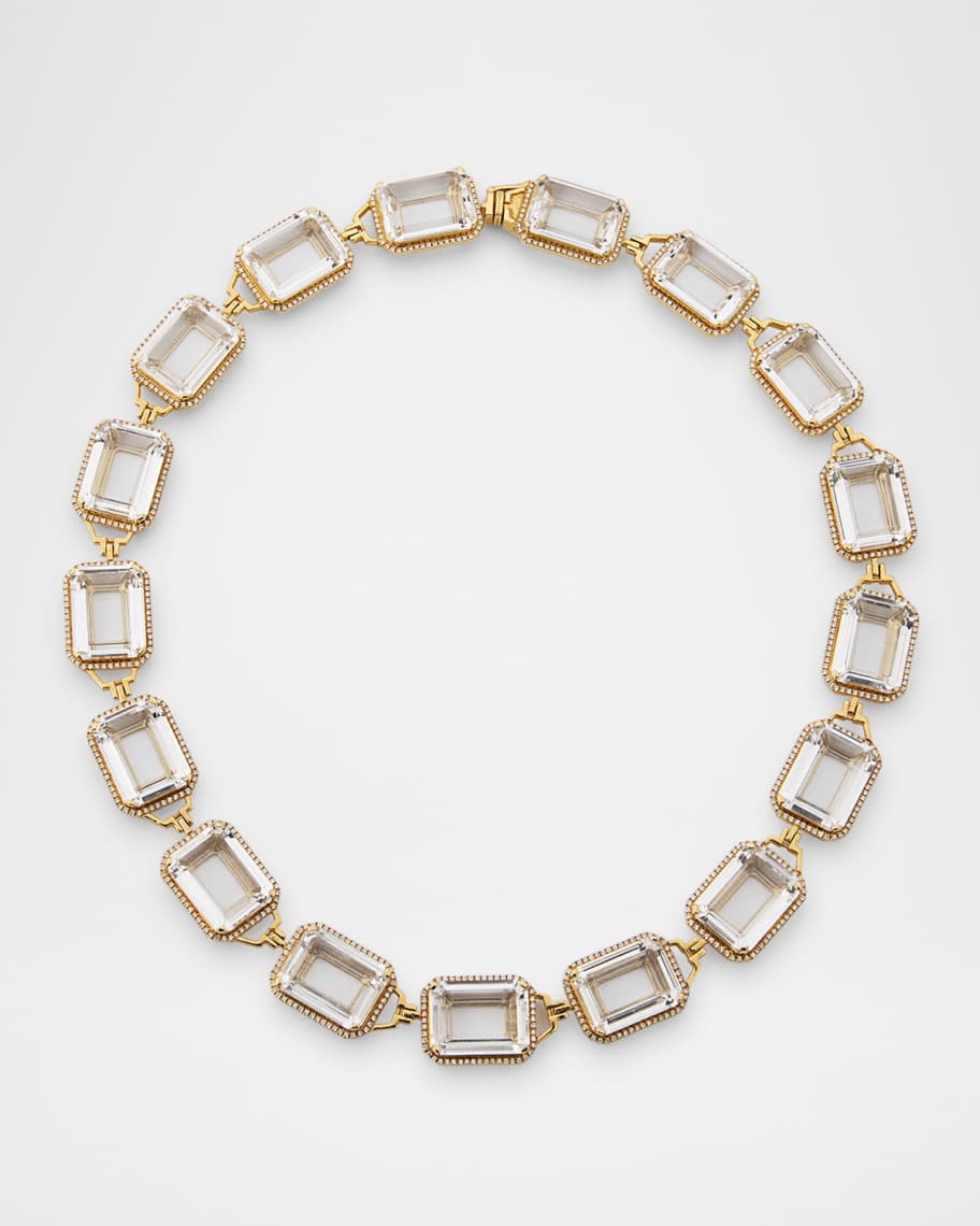 Goshwara Gossip 18K Yellow Gold Rock Crystal Emerald Cut Choker with ...