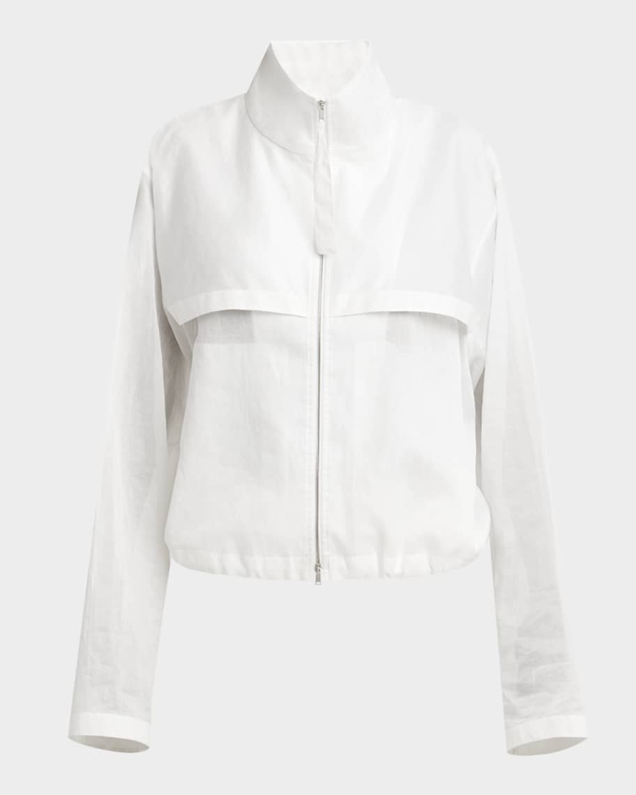 Jil Sander Lightweight Transparent Cotton Zip Jacket | Neiman Marcus