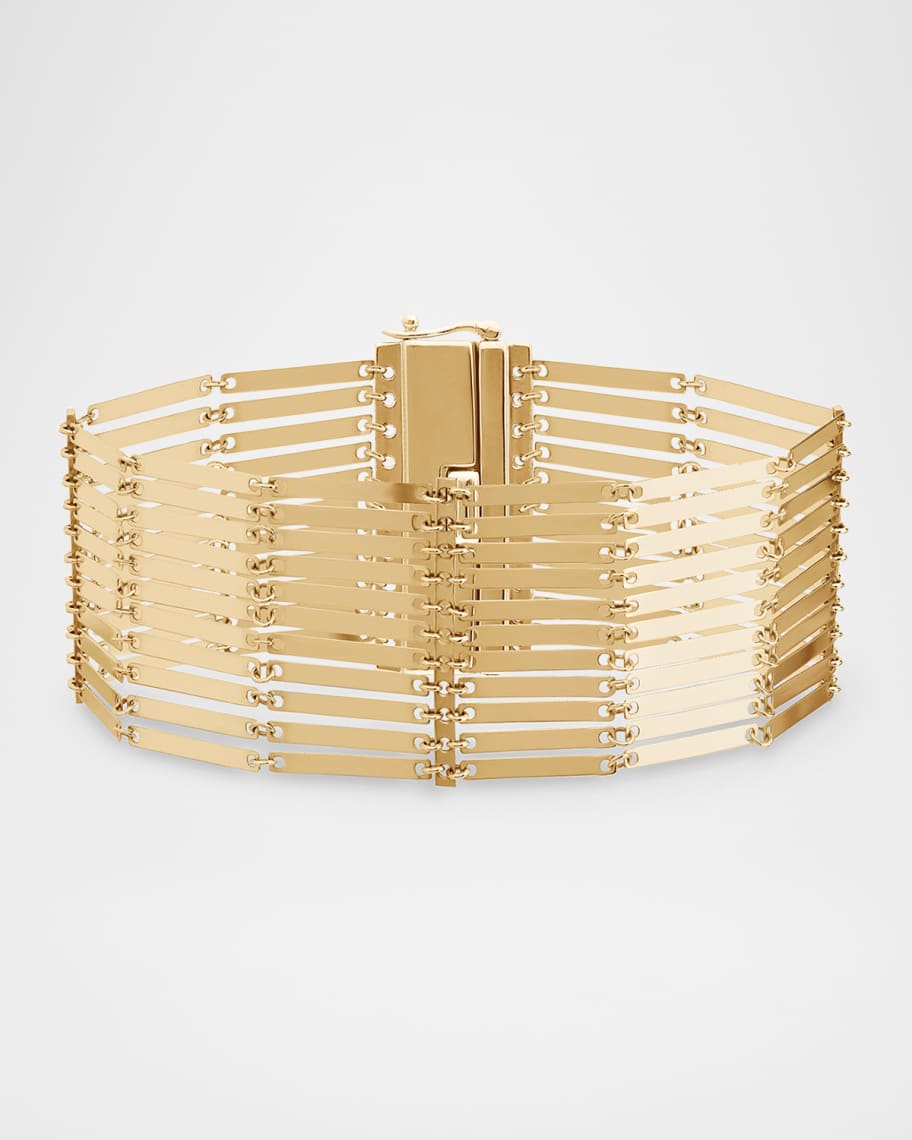 LANA Laser-Cut Rectangle Chainmail Bracelet in 14K Gold | Neiman Marcus