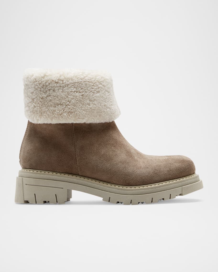 La Canadienne Dwayne Shearling-Lined Suede Booties | Neiman Marcus