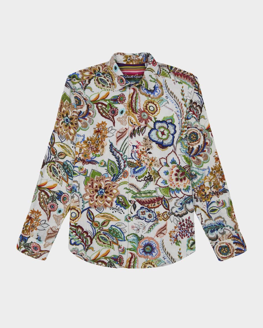 Robert Graham Men's Palawan Floral Woven Sport Shirt | Neiman Marcus