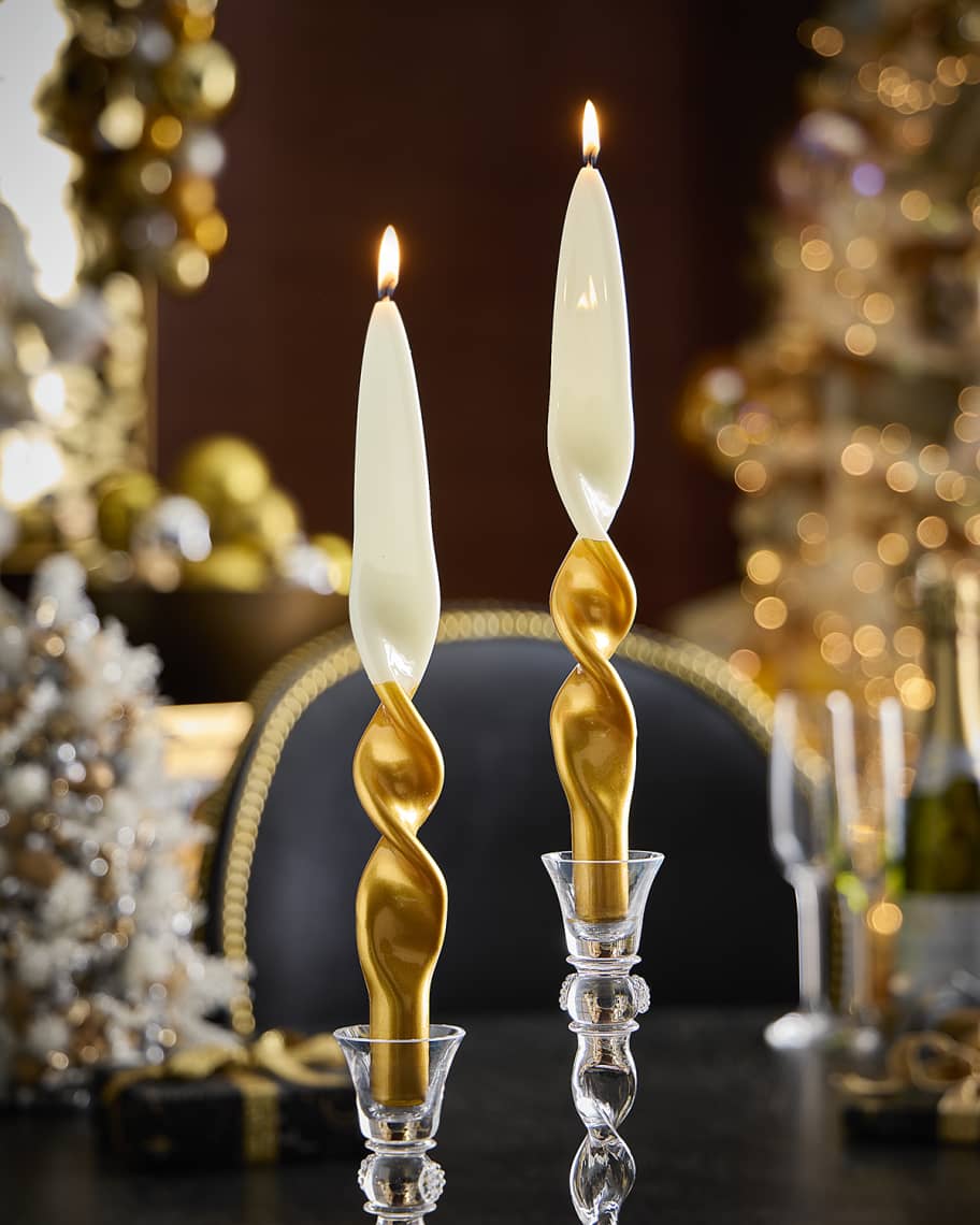 Neiman Marcus Cream and Gold Twisted Candles, Set of 2 | Neiman Marcus