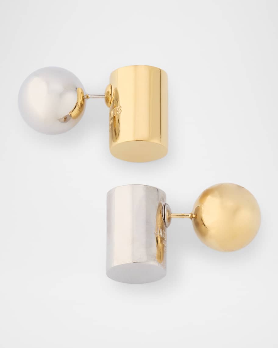 Jacquemus Les Boucles Perlina Two-Tone Earrings | Neiman Marcus