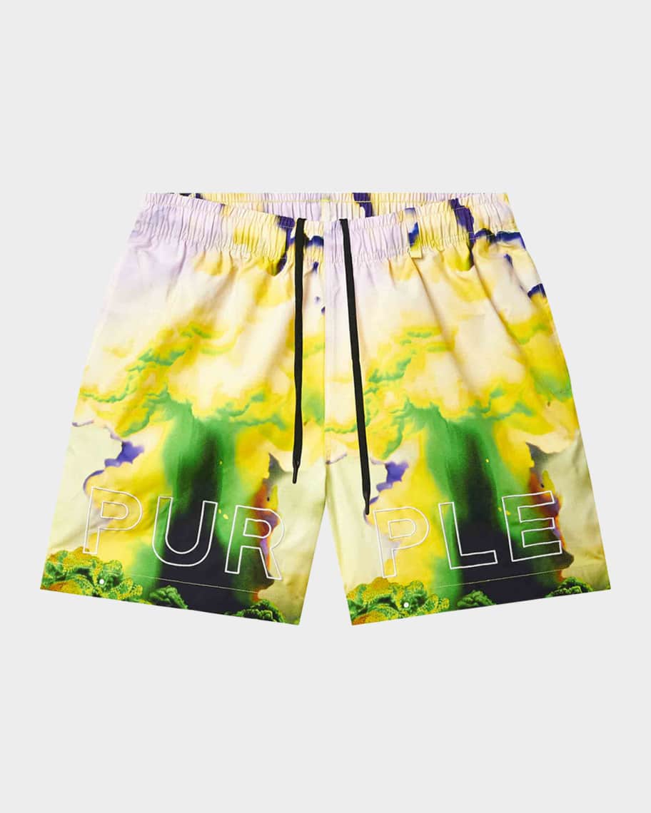 PURPLE Men's Printed All Round Shorts | Neiman Marcus