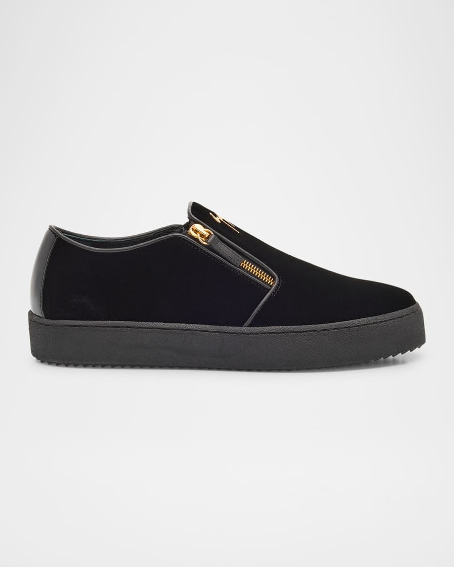 Giuseppe Zanotti Men's Veronica Velvet Side-Zip Sneakers | Neiman Marcus