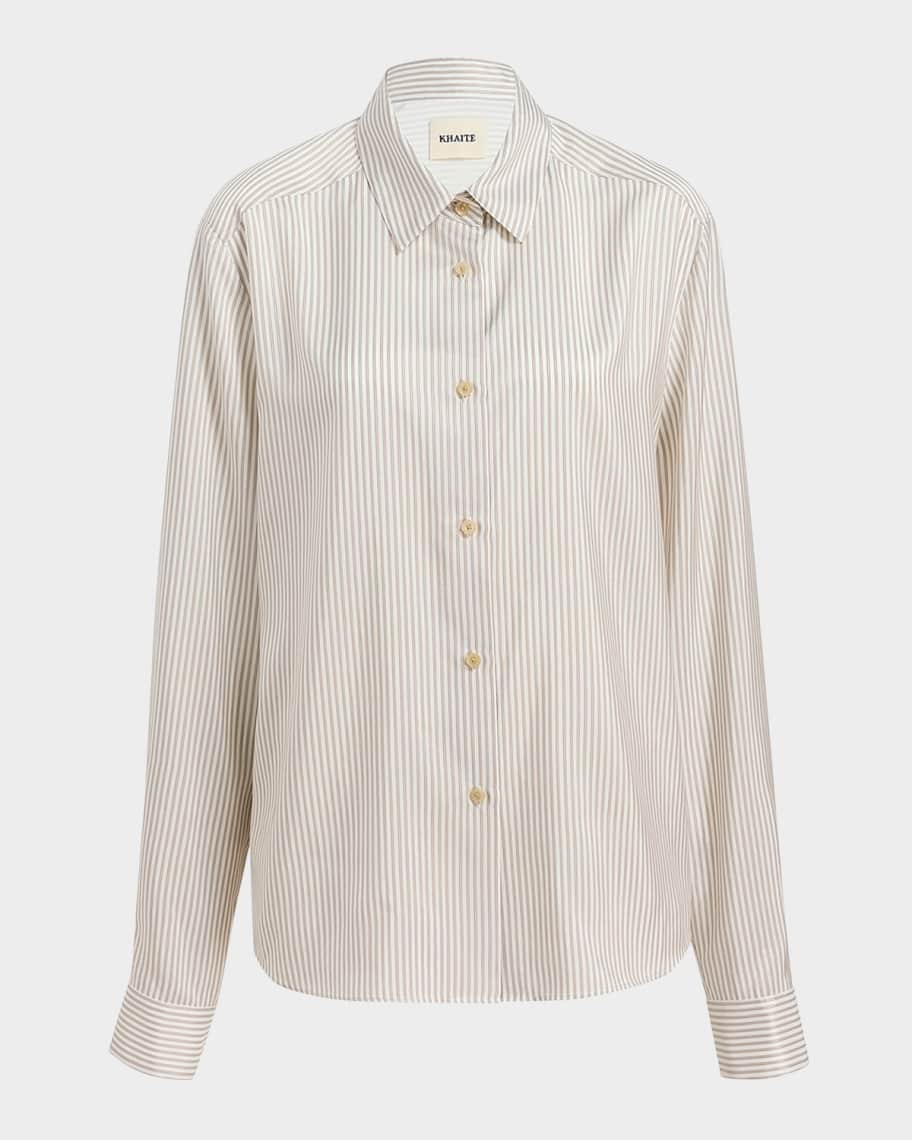Khaite Argo Stripe Silk Shirt | Neiman Marcus