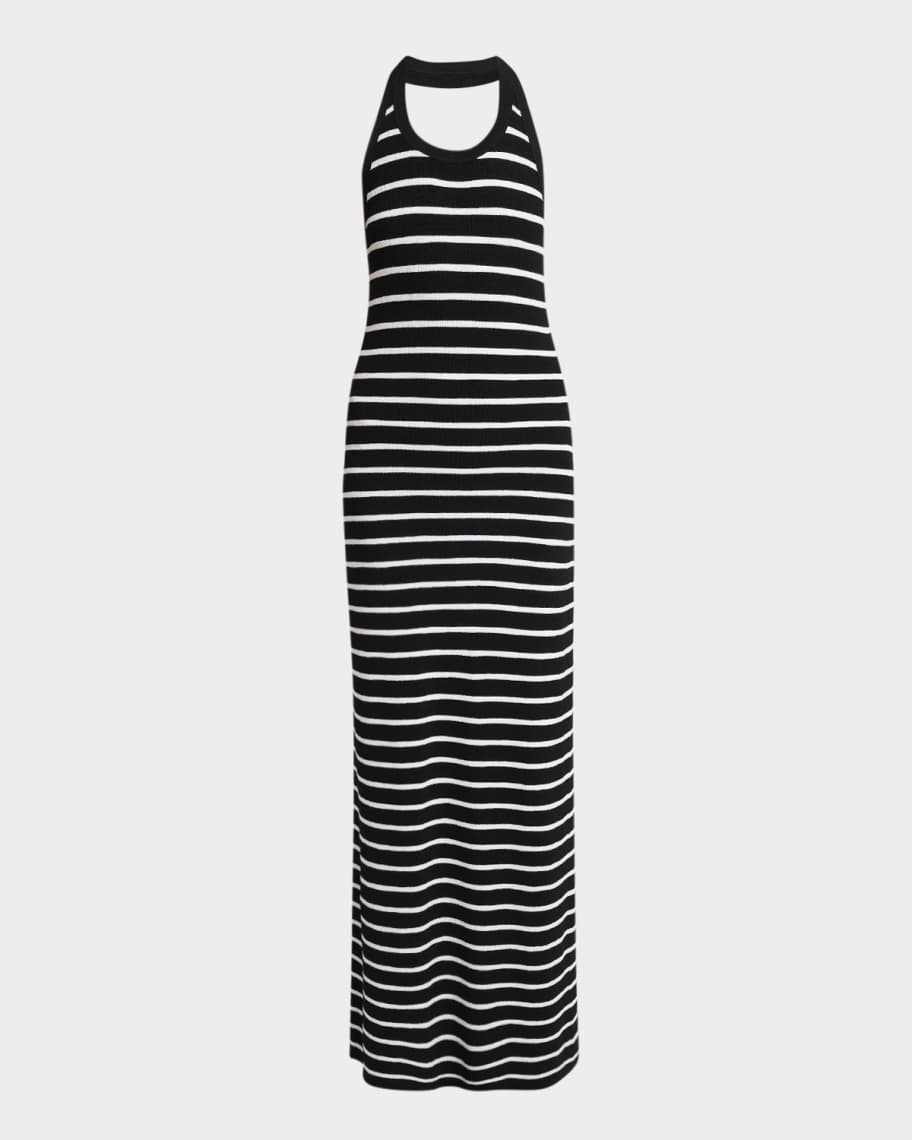 Proenza Schouler Meryl Striped Matte Viscose Rib Halter Maxi Dress ...