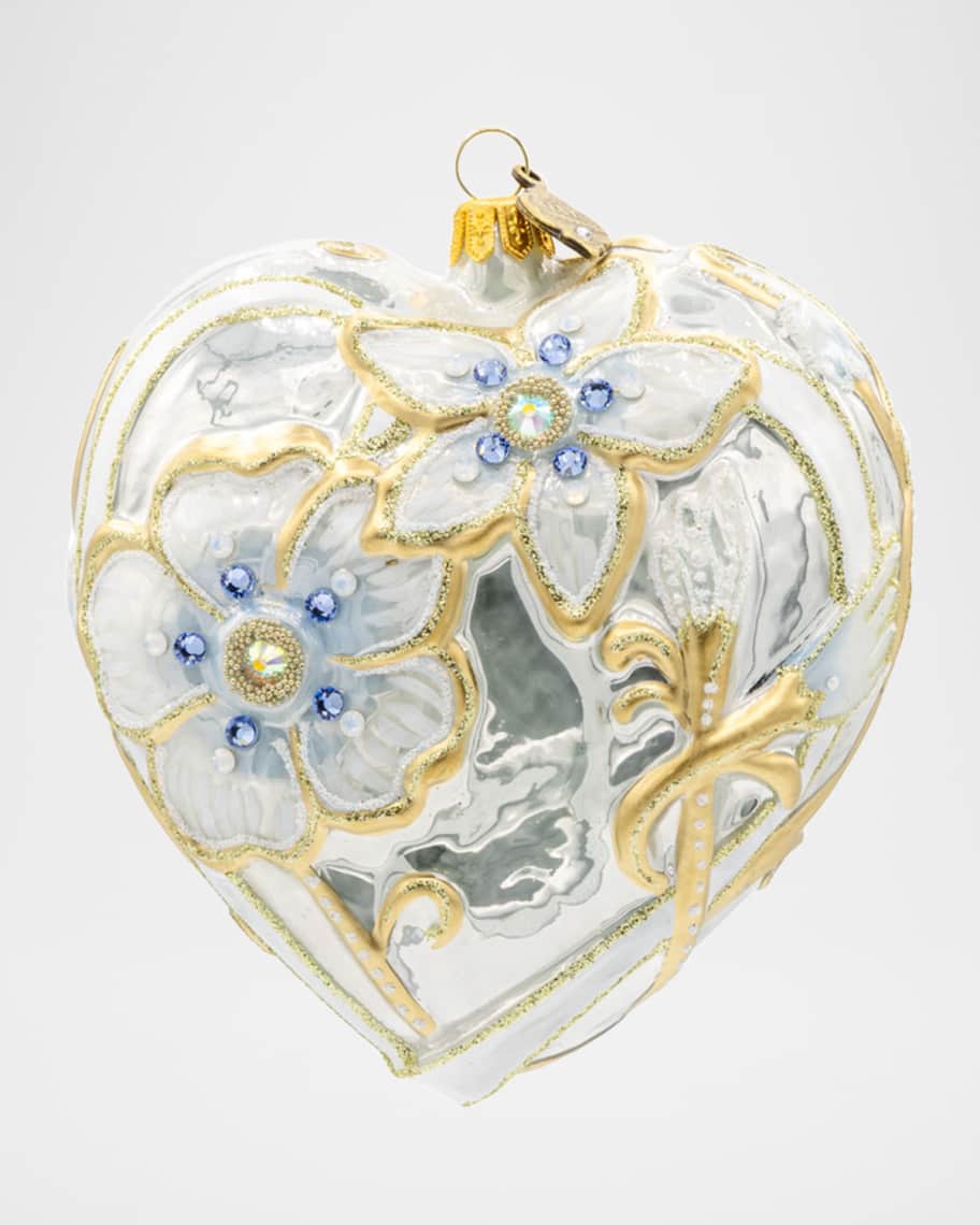 Jay Strongwater Floral Opal Heart Christmas Ornament | Neiman Marcus