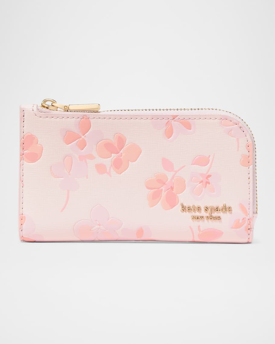 kate spade new york devin small spring pansies leather bifold wallet ...