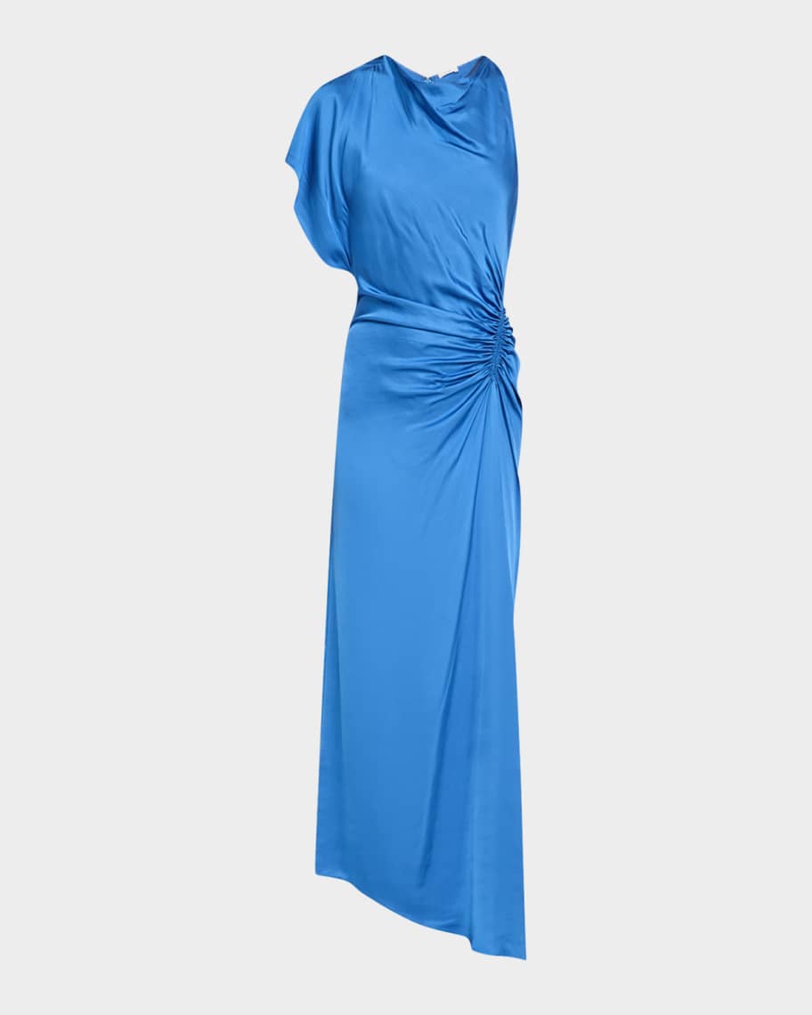 A.L.C. Pia Asymmetric Draped Satin Dress | Neiman Marcus