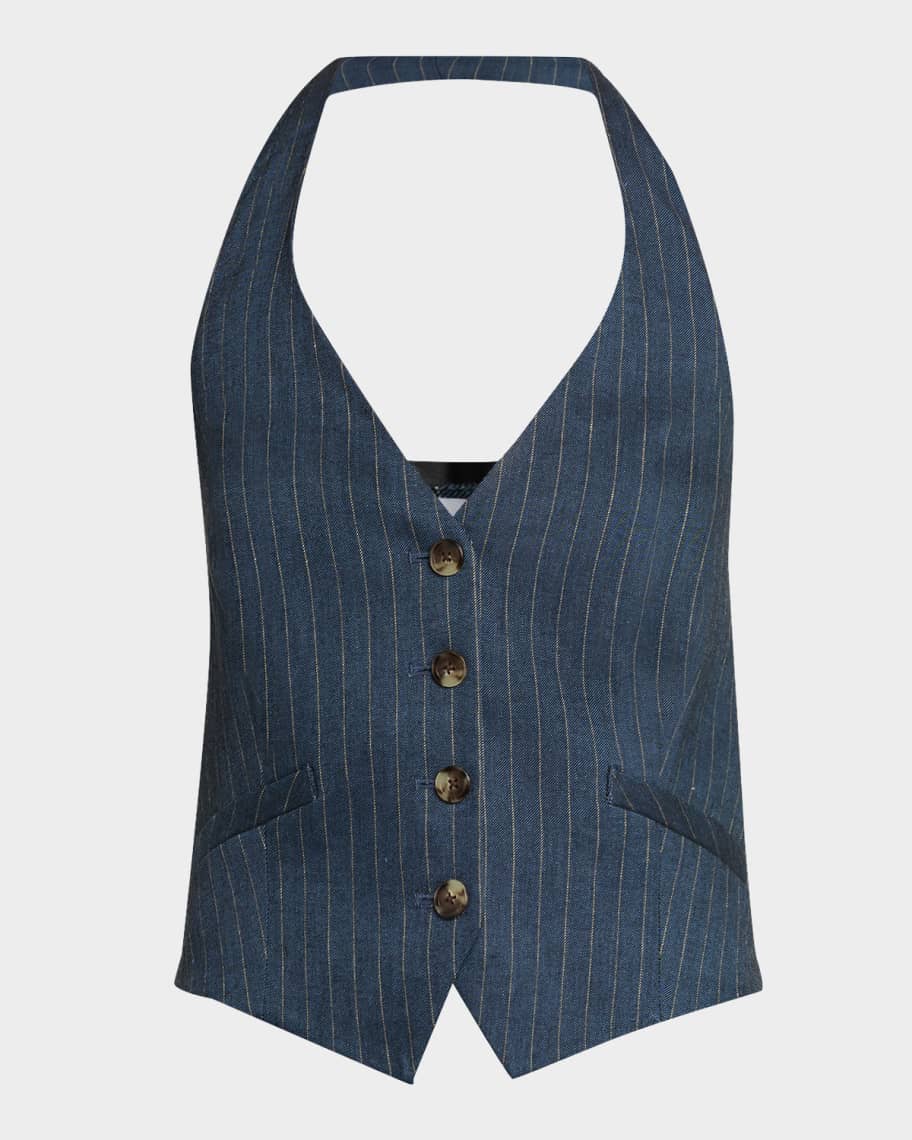Veronica Beard Arabella Pinstripe Halter Vest | Neiman Marcus