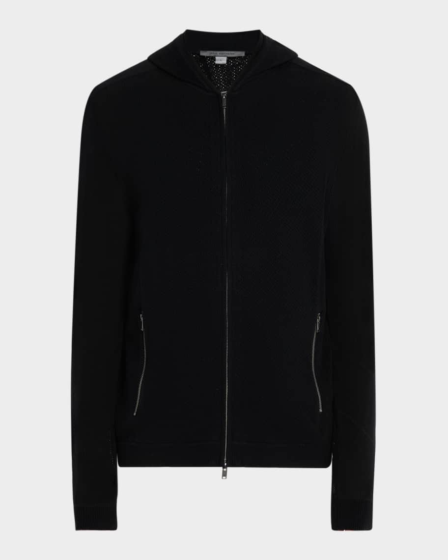 John Varvatos Men's Lazo Cotton-Mesh Sweater Hoodie | Neiman Marcus