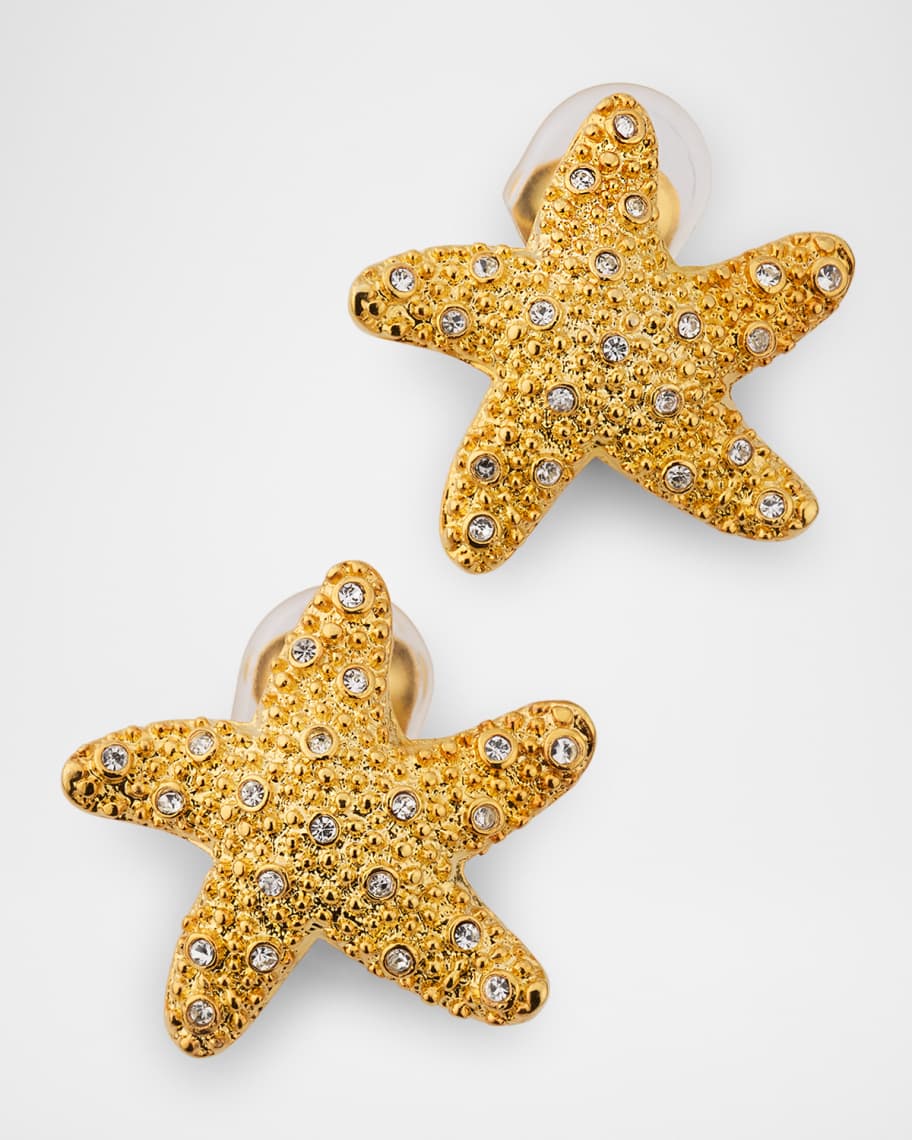 Kenneth Jay Lane Crystal Starfish Clip-On Earrings | Neiman Marcus