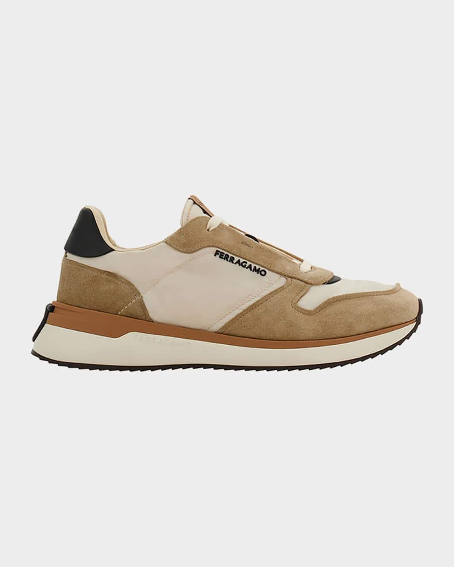 Ferragamo Men's Atlantic Fabric and Suede Runner Sneakers | Neiman Marcus