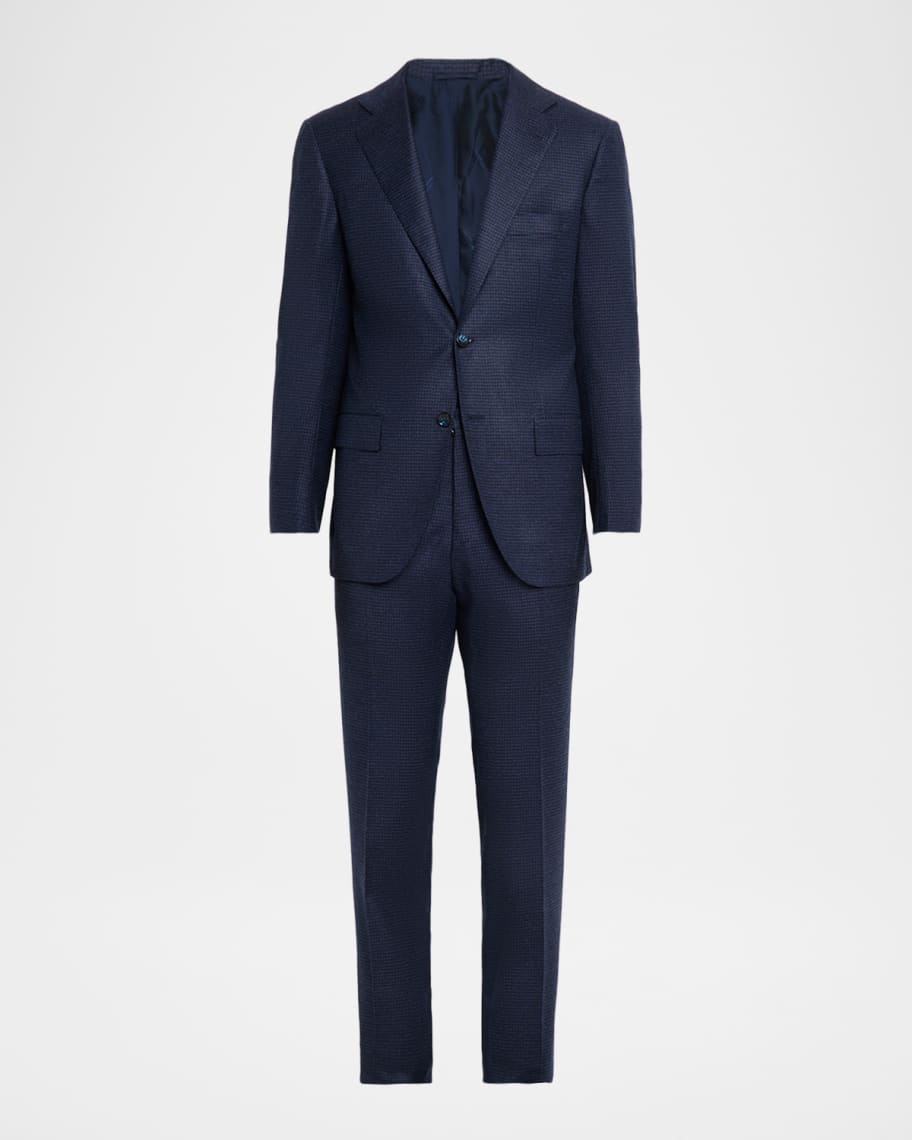 Kiton Men's Wool and Cashmere Micro-Check Two-Piece Suit | Neiman Marcus