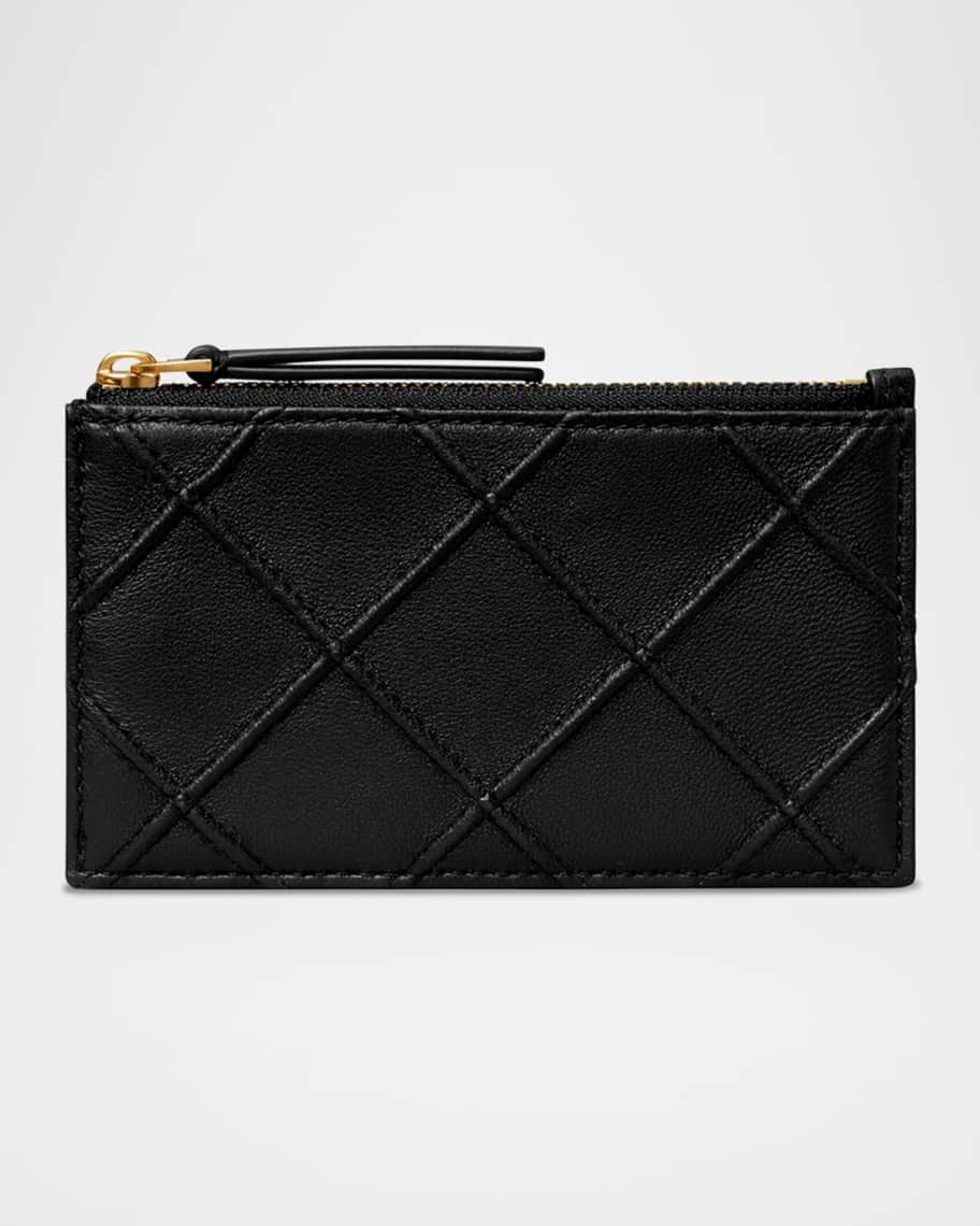 Tory Burch Fleming Quilted Leather Zip Card Case | Neiman Marcus