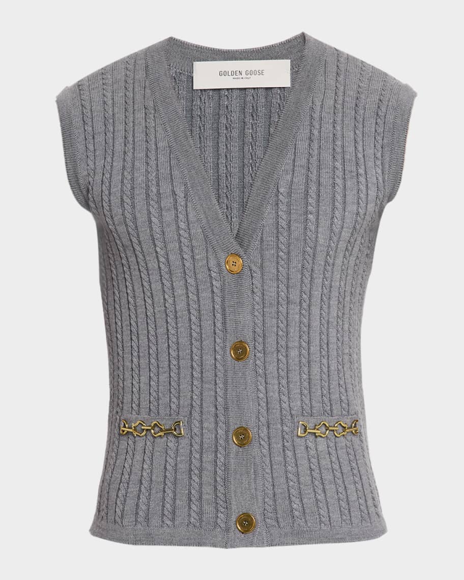 Golden Goose Journey Cable-Knit Sweater Vest with Chain Detail | Neiman ...