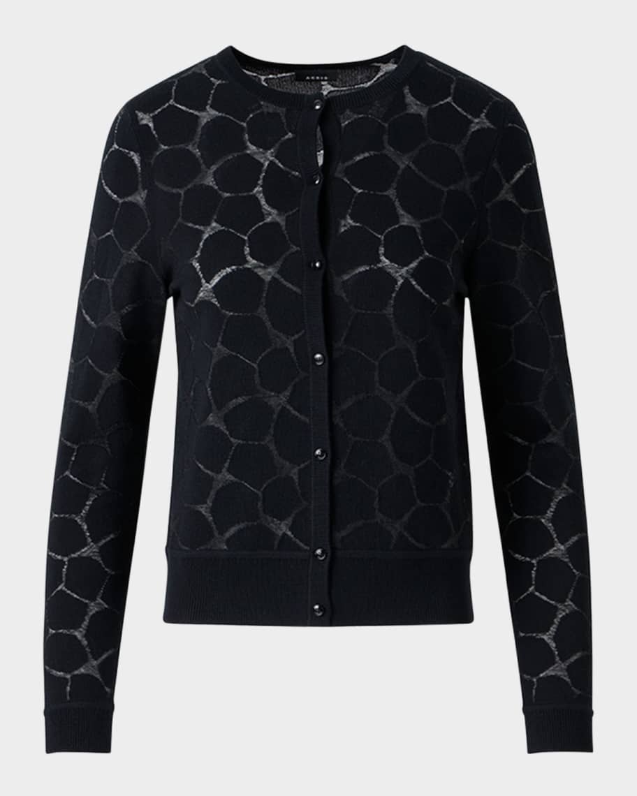Akris Broken Stone Jacquard Wool-Silk Cardigan | Neiman Marcus
